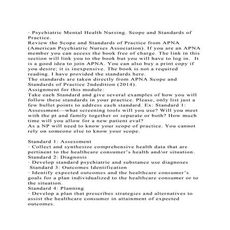 · Psychiatric Mental Health Nursing. Scope and Standards of Practi.docx