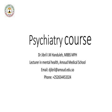Mental Health course for Somaliland Undergraduate students | PPTX