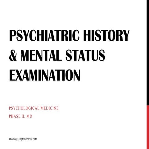 Psychiatric History & Mental Status Examination | PDF