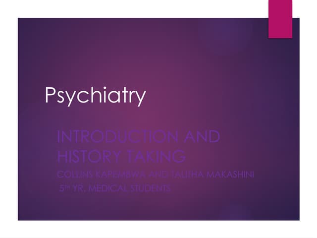 History collection format in psychiatric Nursing (Courtesy Department ...