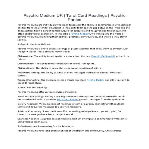 Psychic Medium UK.pdf | Paranormal Phenomena | Hobbies & Interests