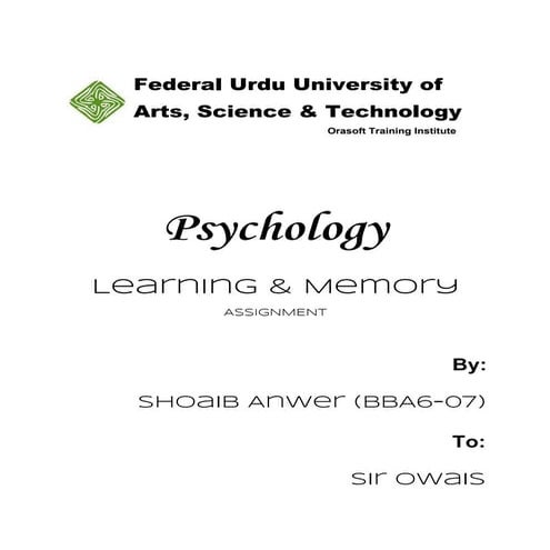Psychology Assignment Learning & Memory | PDF