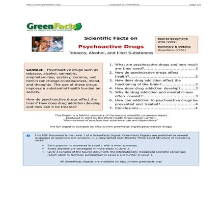Psychoactive Drugs Tobacco, Alcohol, and Illicit Substances | PDF