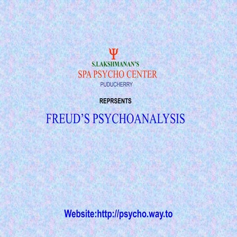 Psychoanalysis by S.Lakshmanan Psychologist | PPT