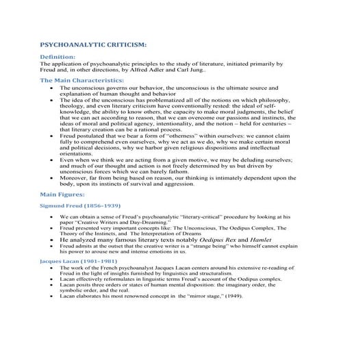 Psychoanalytic criticism | PDF