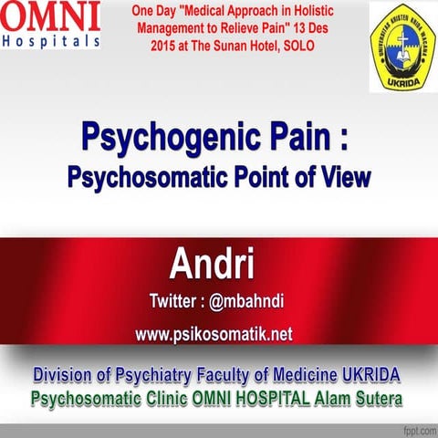 Psychogenic Pain : Psychosomatic Point of View | PDF