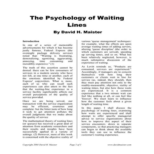 Psycholgyof waitinglines751 | PDF