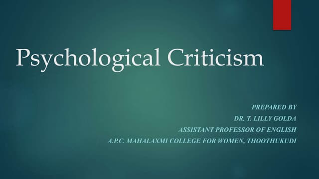 Psychological criticism | PPT