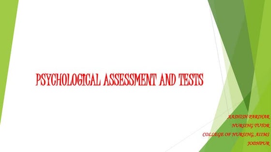 Psychological tests | PPTX | Standardized Testing | Educational Assessment
