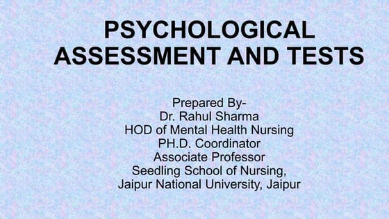 Psychological tests | PPTX | Standardized Testing | Educational Assessment