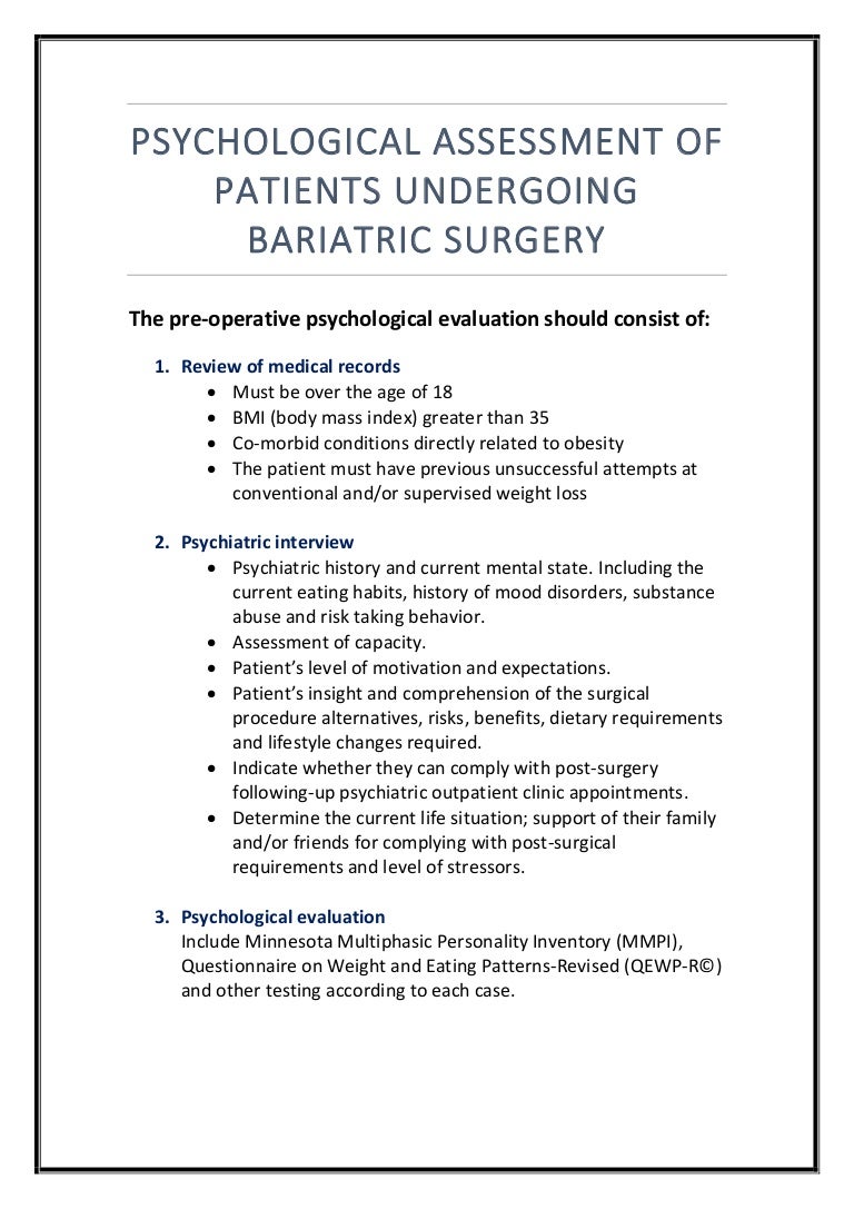 Psychological Assessment Of Patients Undergoing Bariatric Surgeries psychological-assessment-of-patients-undergoing-bariatric-surgeries