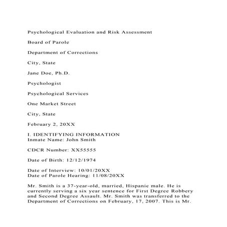 Psychological Evaluation and Risk AssessmentBoard of Parole.docx