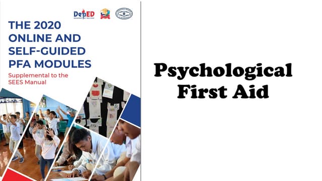 Module I on PFA (Psychological First Aid) | Validating Feelings and Normalizing Reactions | PPTX