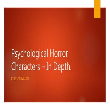 Psychological horror characters – in depth | PPT