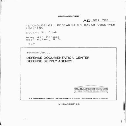 Psychological research on radar observer training | PDF