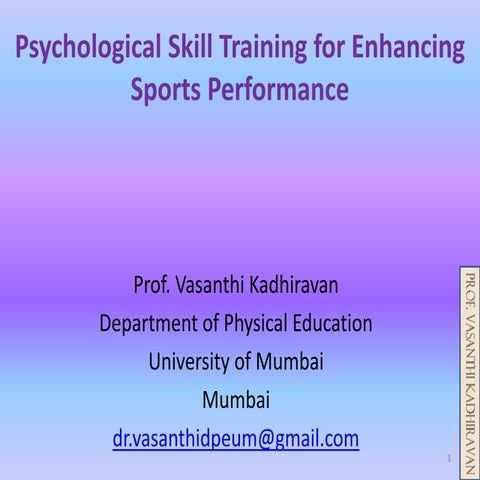 Psychological Skill Training for Enhancing Sports Performance | PPTX