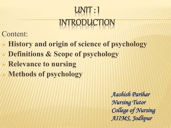 Psych 101 - Introduction to Psychology - Lecture 1 | PPT