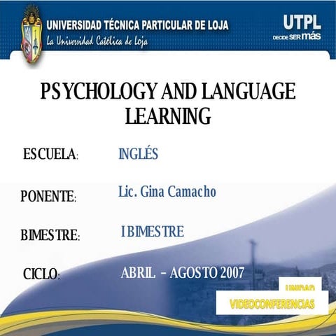 Psychology and Language Learning (I Bimestre) | PPT