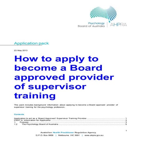 How to apply to become a Board approved provider of supervisor training | PDF