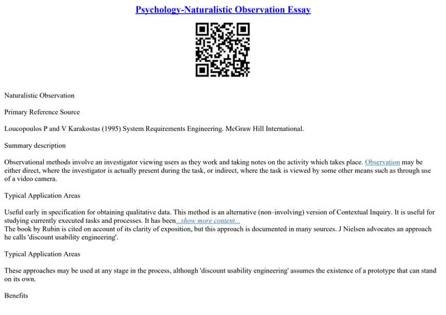 Observation method of psychology | PPTX