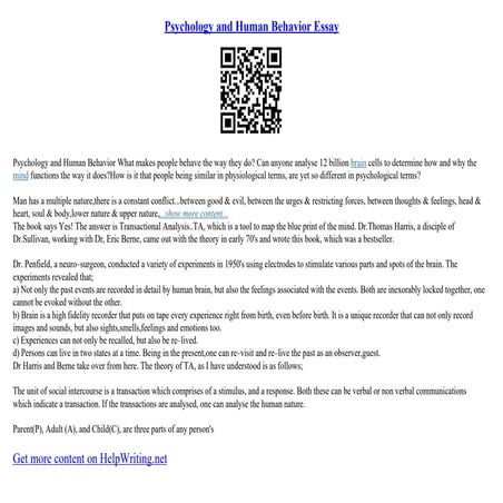 Psychology And Human Behavior Essay | PPT