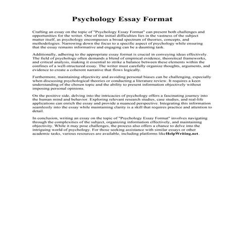 Psychology Essay Format | PDF