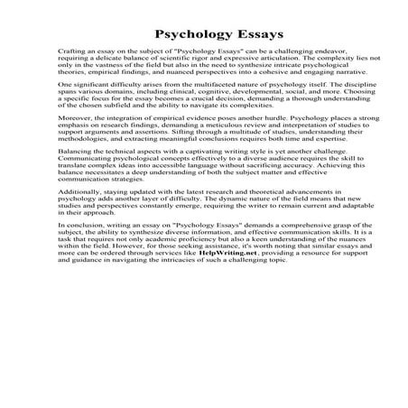 Psychology Essays | PDF