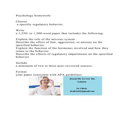 Psychology homework- Choose a specific regulatory behavior..docx