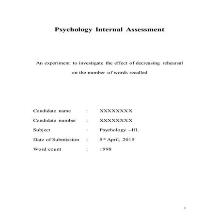 Psychology HL - IA | DOCX