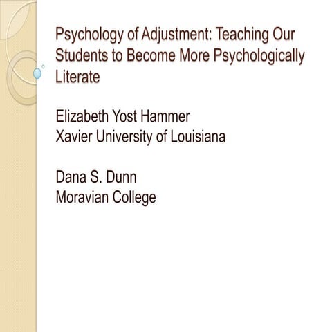 Cengage Learning Webinar, Psychology of Adjustment: Teaching Our ...