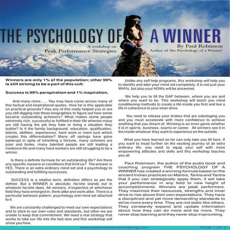 The Psychology of a Winner | PDF