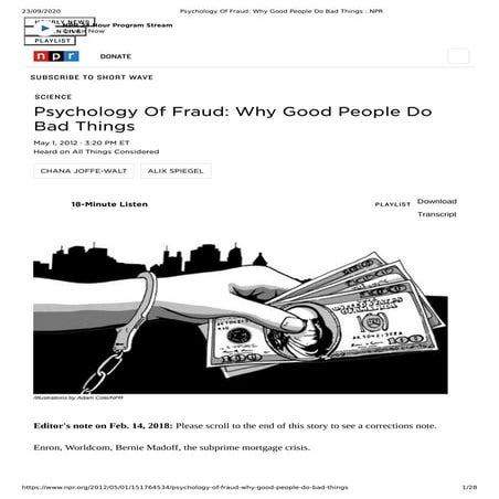 Psychology Of Fraud: Why Good People Do Bad Things : Notes | PDF