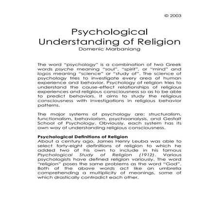 Psychology of Religion | PDF