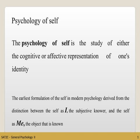 Psychology of Self for Under graduate Psychology | PPT