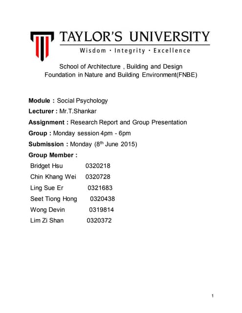 Psychology final project report | PDF