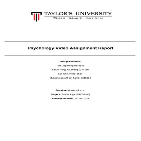 Psychology video assignment report | DOCX
