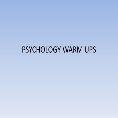 Psychology warm ups | PPT