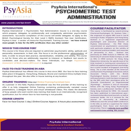 Psychometric test administration course bps level 1 | PDF