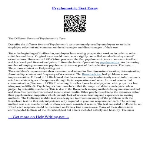 Psychometric Test Essay | PDF