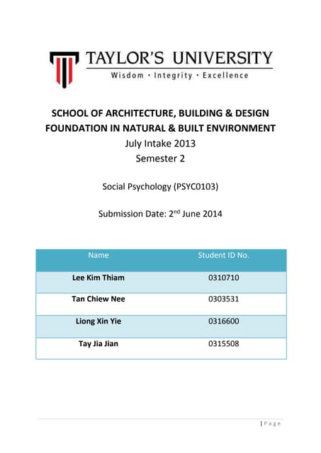 Psychology final project report | PDF