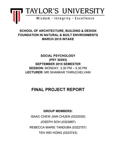Psychology final project report | PDF