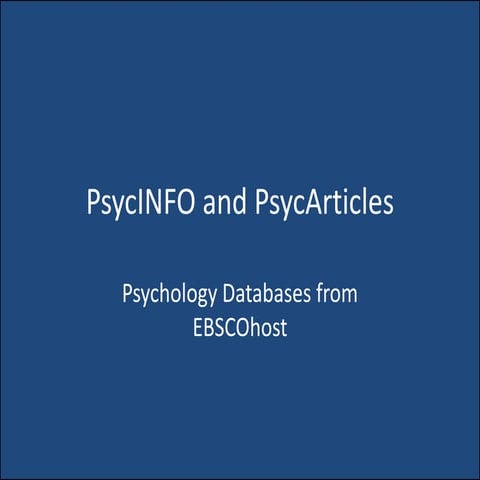 PsycINFO and PsycArticles | PDF