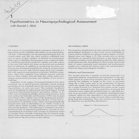 Psycometrics in neuropsychological assesment | PDF