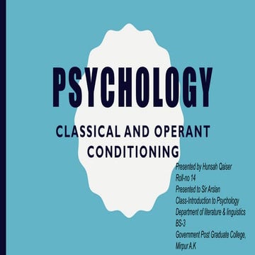 Classical and operant conditioning | PDF | Science