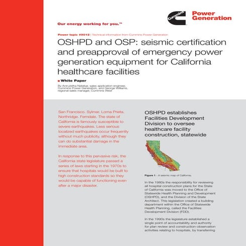 Cummins Power Generation OSHPD Flyer | PDF