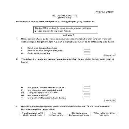 Pt3 pilihan kt set 1 | PDF