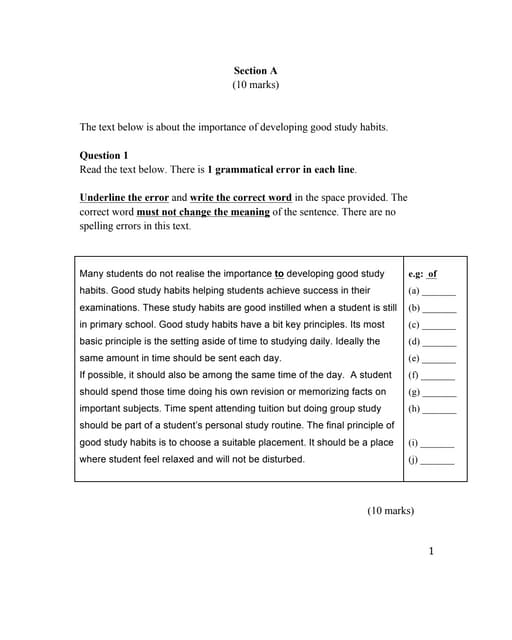 Form 1 english examination paper | DOC | Nutrition | Healthy Living