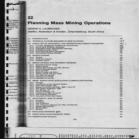 Pt amir hajar kilsi -laubscher-planning-mass-mining-operations | PDF