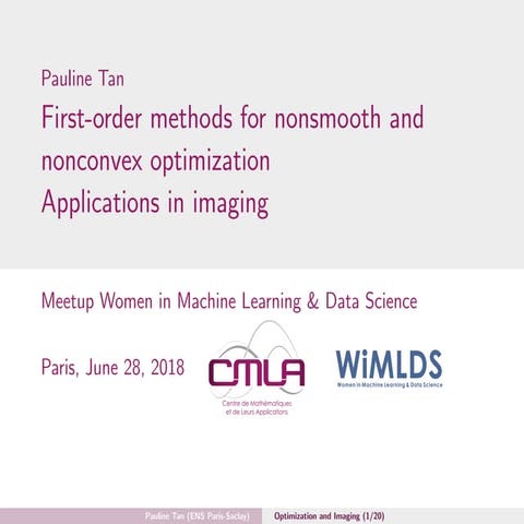 First Order Methods For Nonsmooth Nonconvex Optimization Applications In Imaging By Pauline 