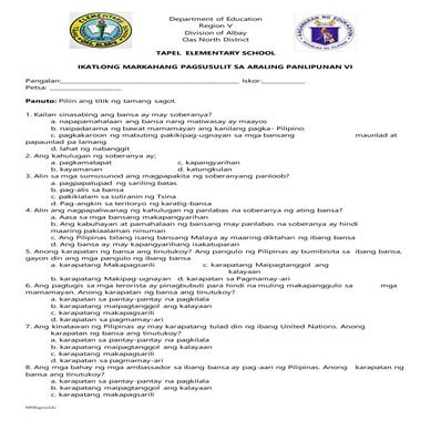AP6 Q3 MODYUL6- Modyu;l Araling Panlipunan 6 | PDF